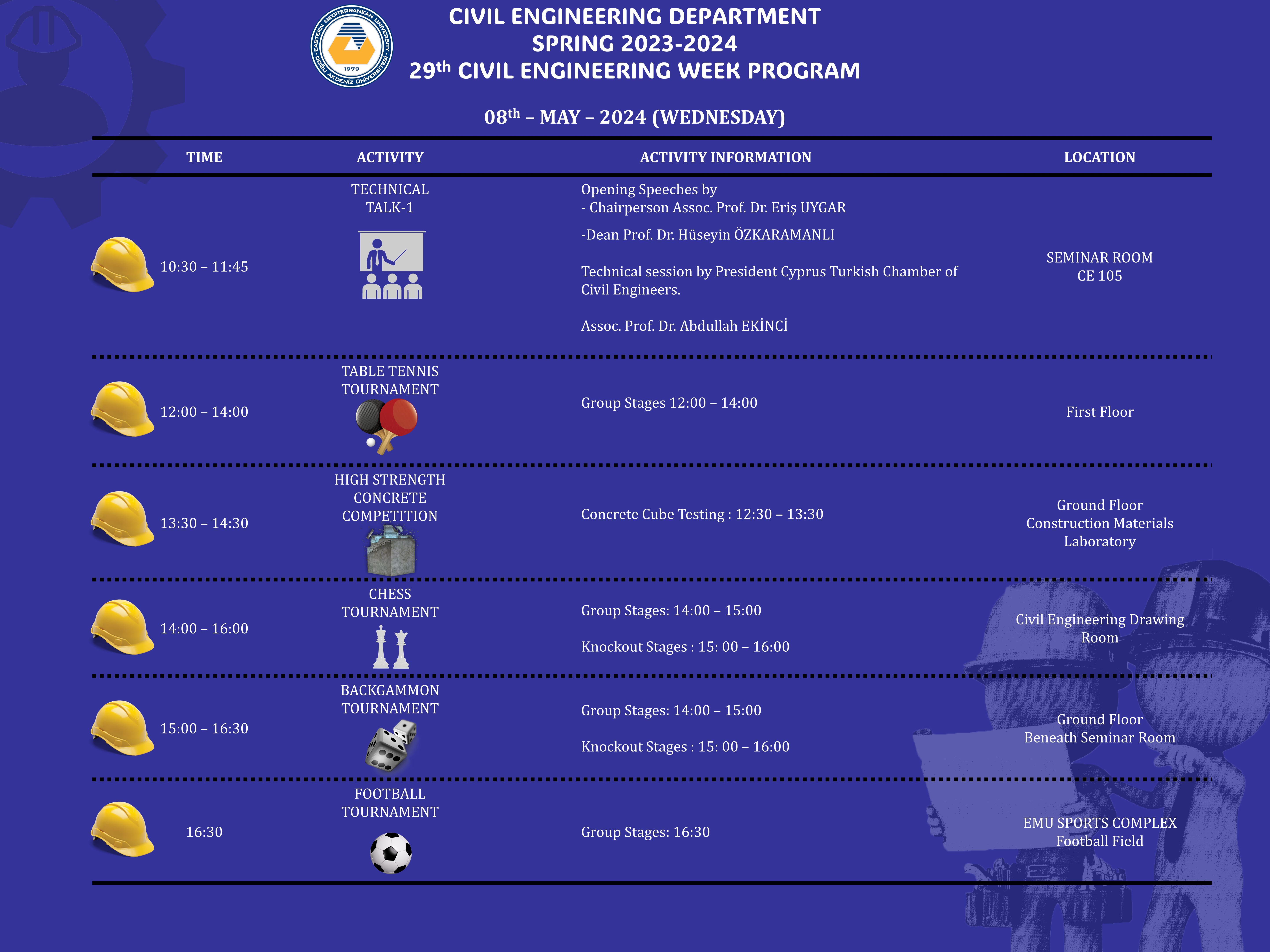 29th CIVIL ENGINEERING WEEK PROGRAM | Announcements | Department of Civil Engineering - EMU